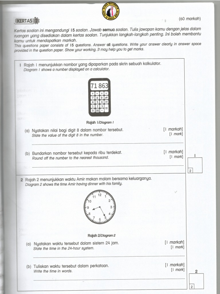 Tahun 4-Set 1 Kertas 2 Soalan | PDF