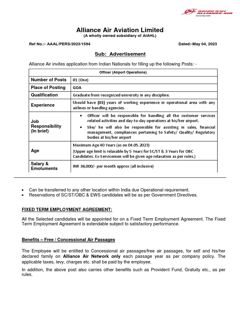 Officer Airport Operations Advertisement 040523 | PDF