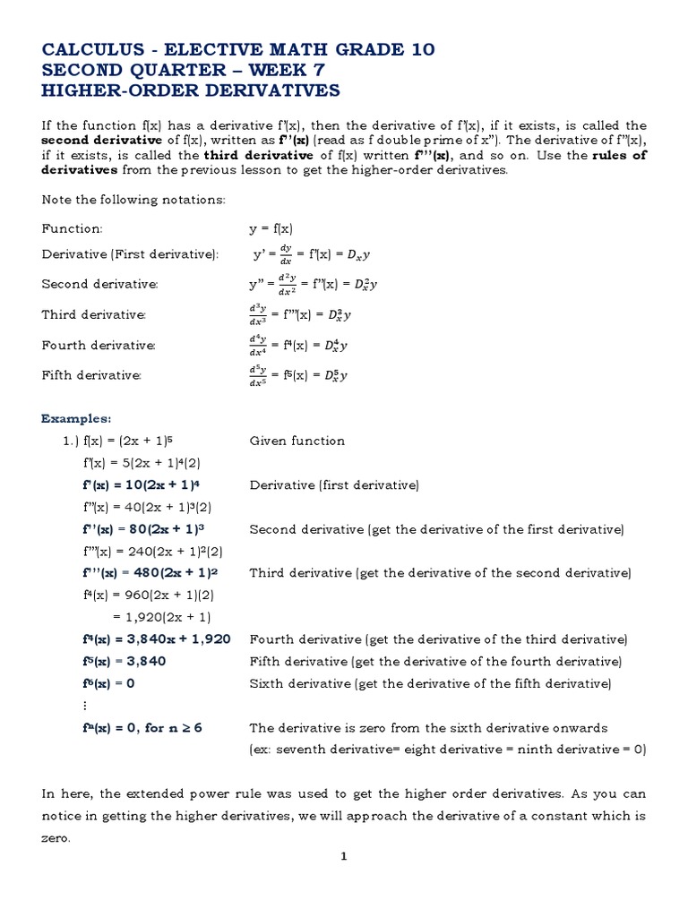 Higher Order Derivatives | PDF