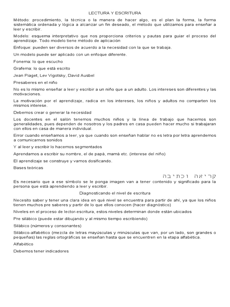 Lectura y Escritura | PDF | Escritura | Aprendizaje