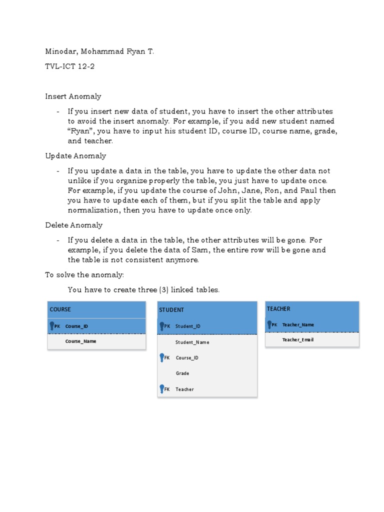 Insert, Update, and Delete Anomaly | PDF
