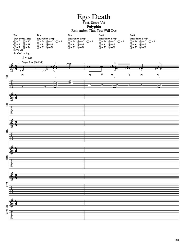 Ego Death Guitar Tabs and Tuning | PDF | Musical Instruments | Music Theory