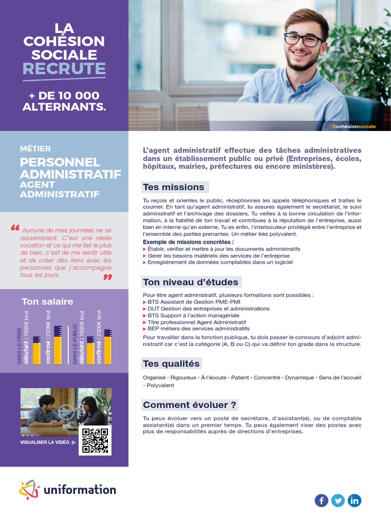 Fiche Métier - Agent Administratif | PDF