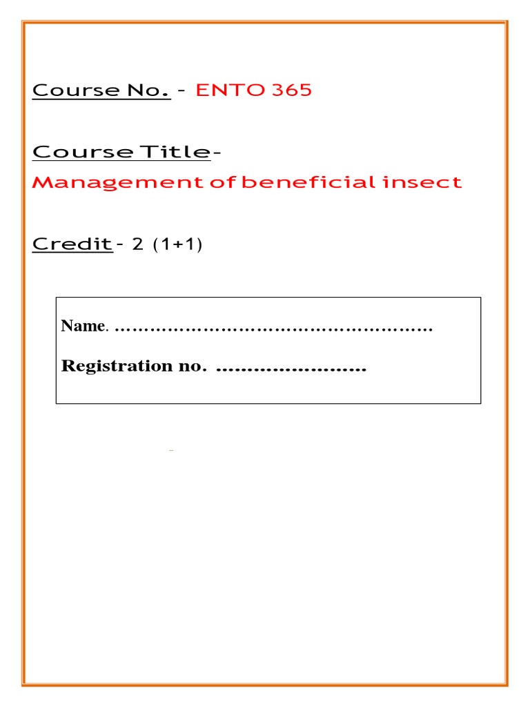 Entomology ENTO-365-PRINTED-NOTES | PDF