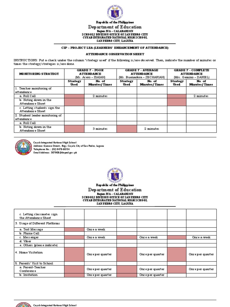 Cip Attendance Sheet | Download Free PDF | Service Industries ...