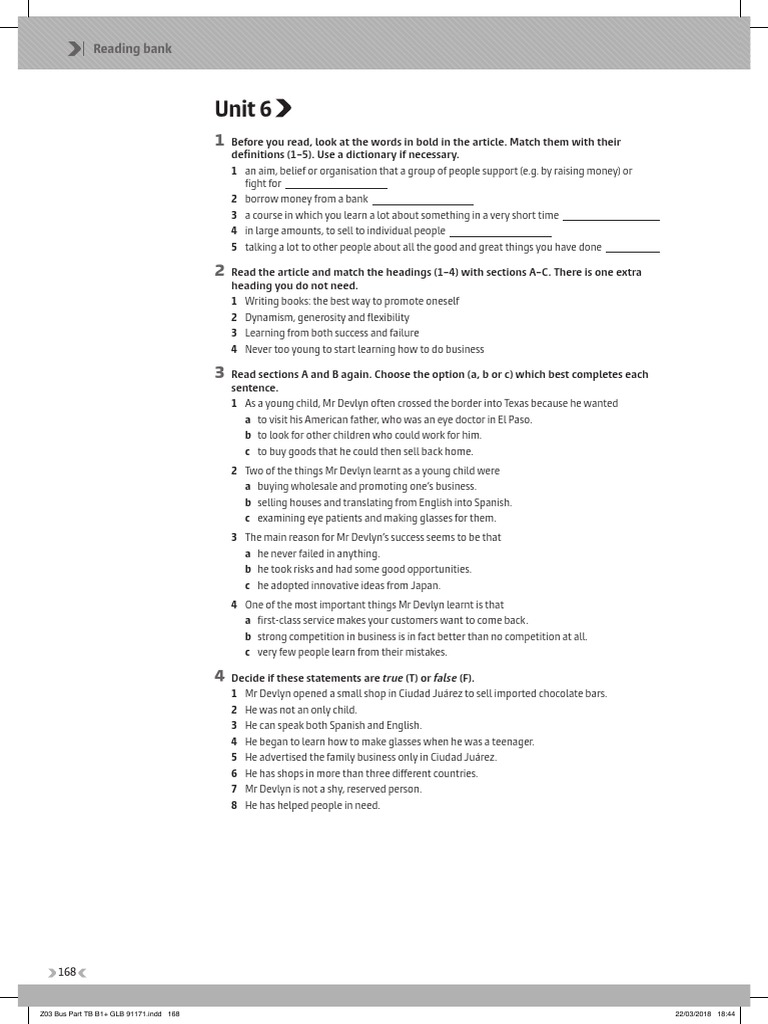 Bus Part B1 Reading Bank U6 | PDF | Law