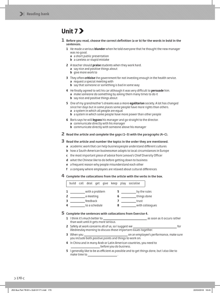 Bus Part B1 Reading Bank U7 | PDF