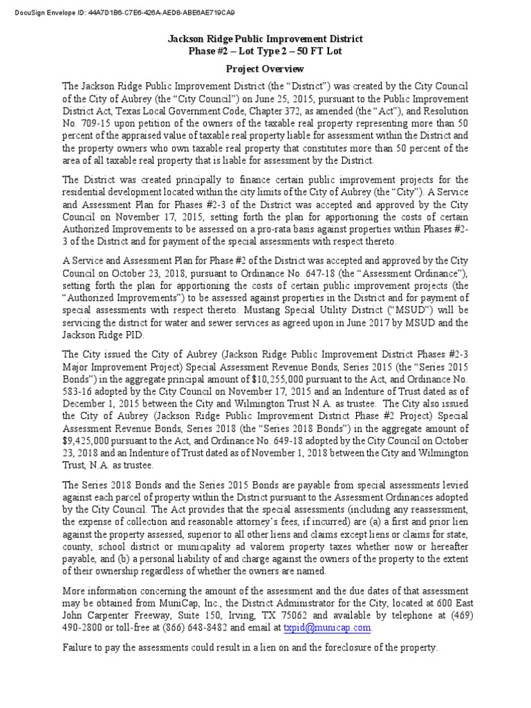 Jackson Ridge PID Notice | PDF