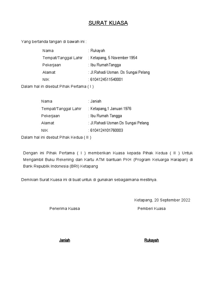 SURAT_KUASA_PENGAMBILAN_PKH | PDF