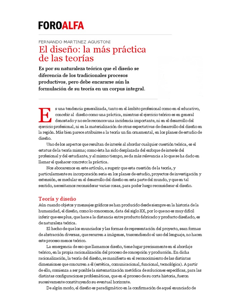 MARTINEZ, Fernando - El Diseño La Más Práctica de Las Teorías. FOROALFA ...