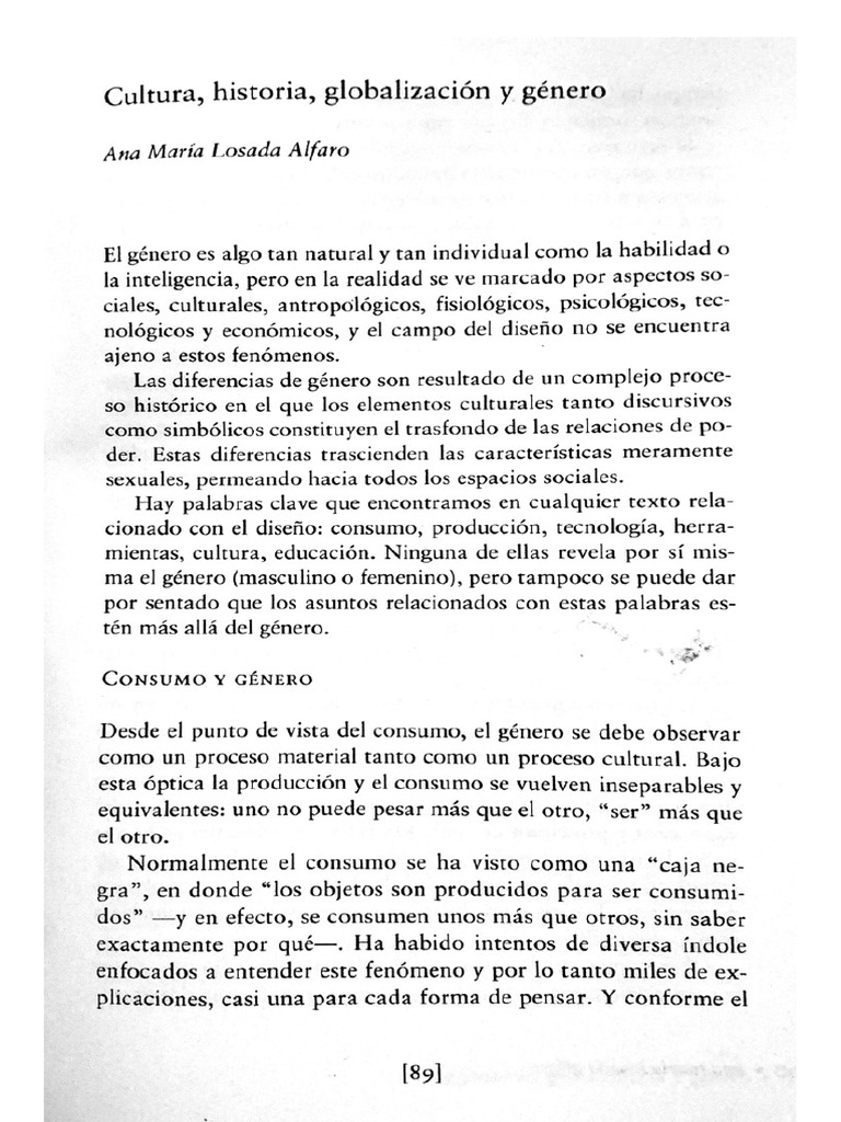 Ana María Losada Alfaro - Cultura, Historia, Globalización y Género | PDF
