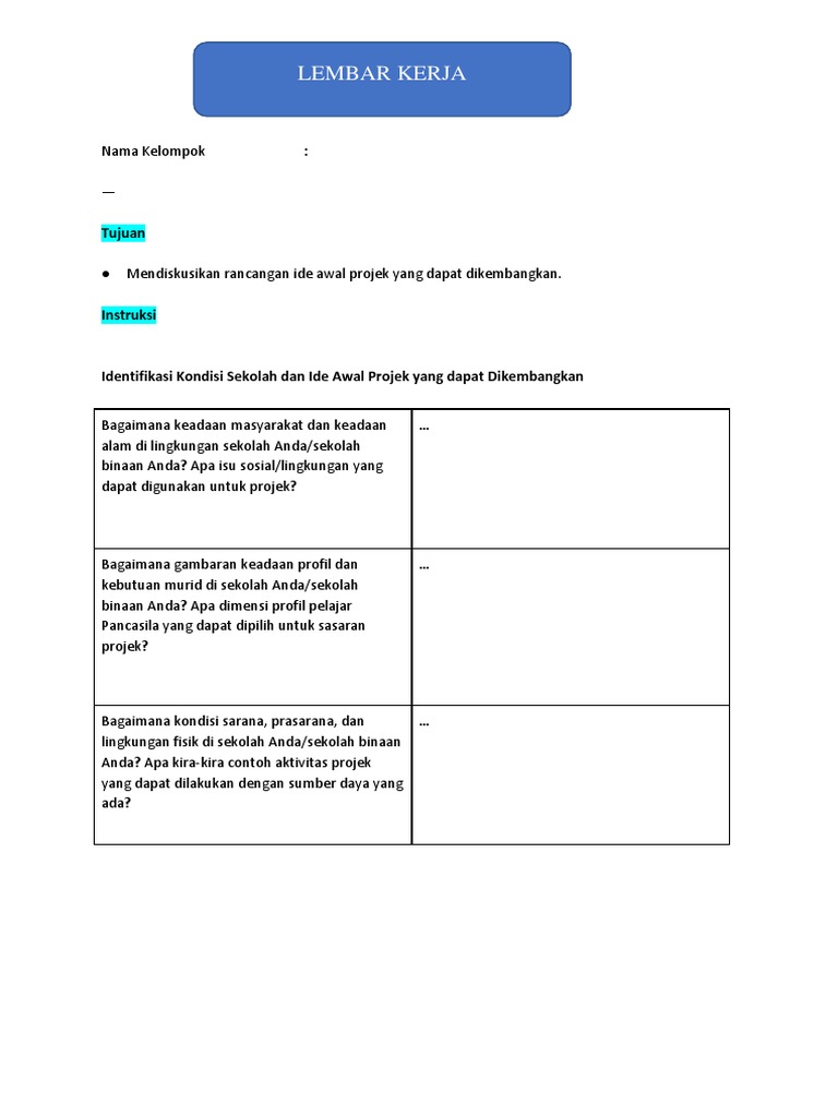 Lembar Kerja P5 | PDF