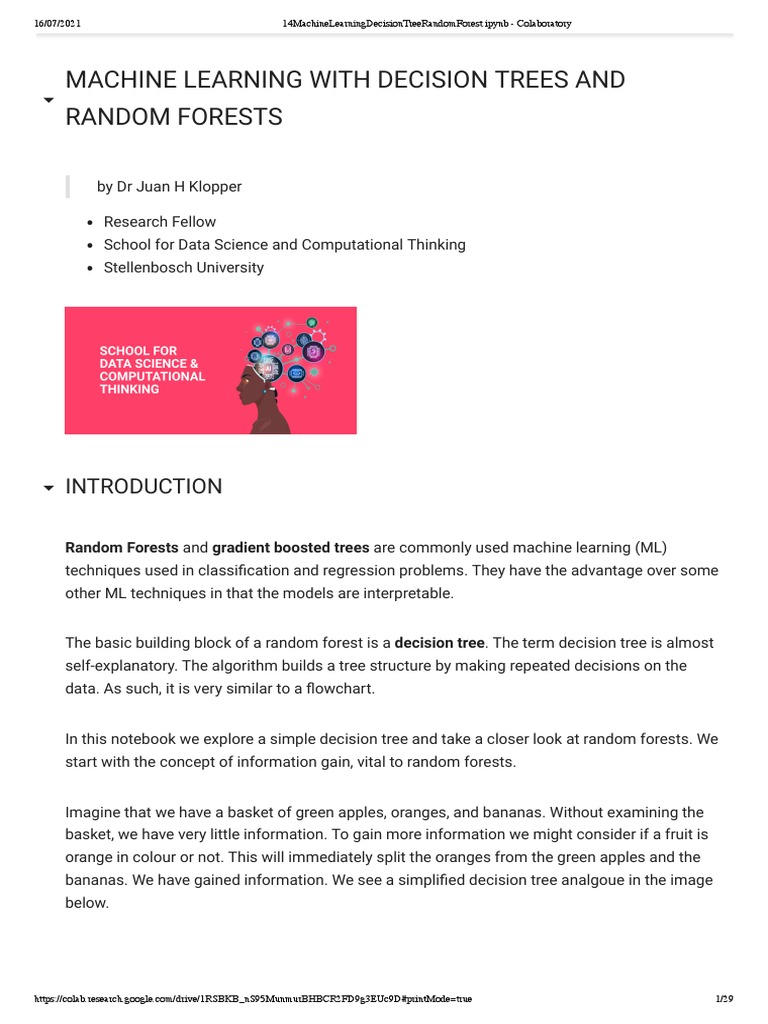 14MachineLearningDecisionTreeRandomForest - Ipynb - Colaboratory | PDF ...
