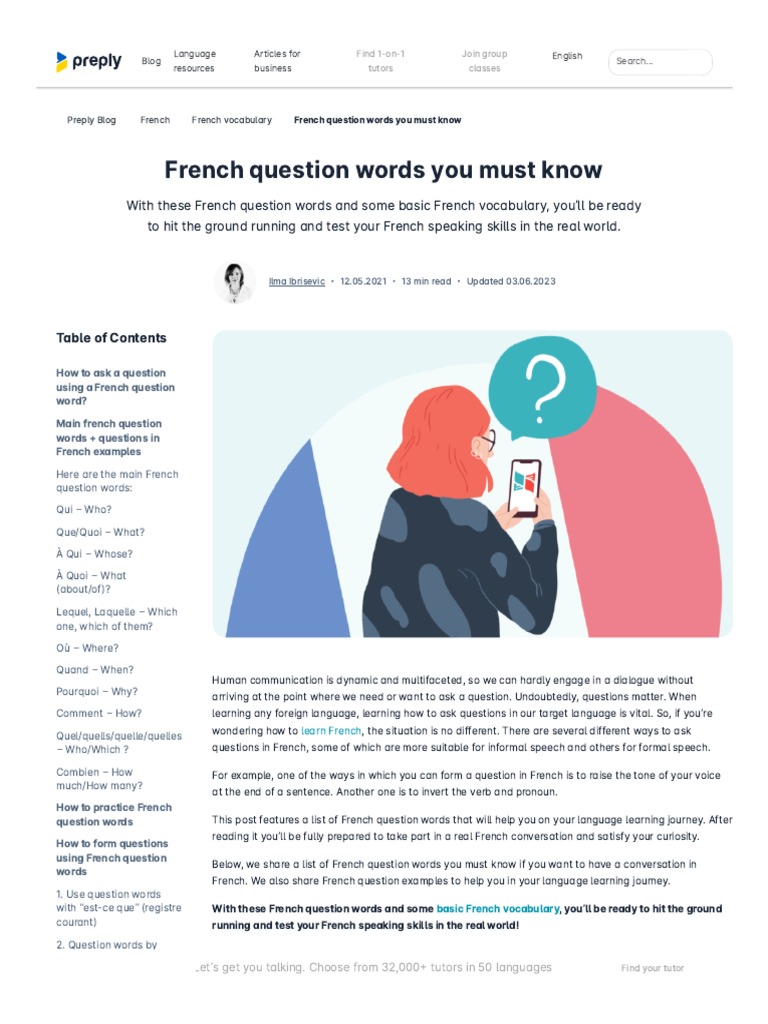 11 French Question Words You Must Know (+examples) | PDF