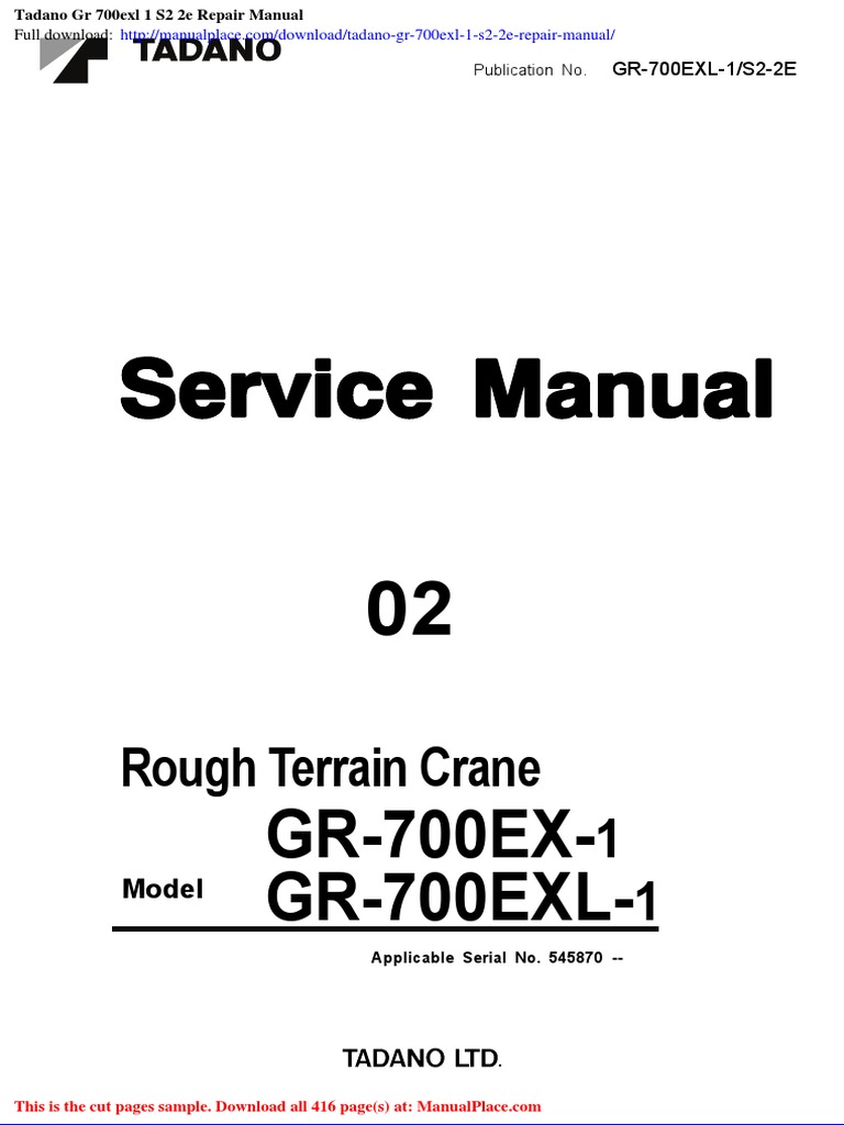 Tadano GR-700EX Crane Service Manual | PDF | Waste | Waste Management