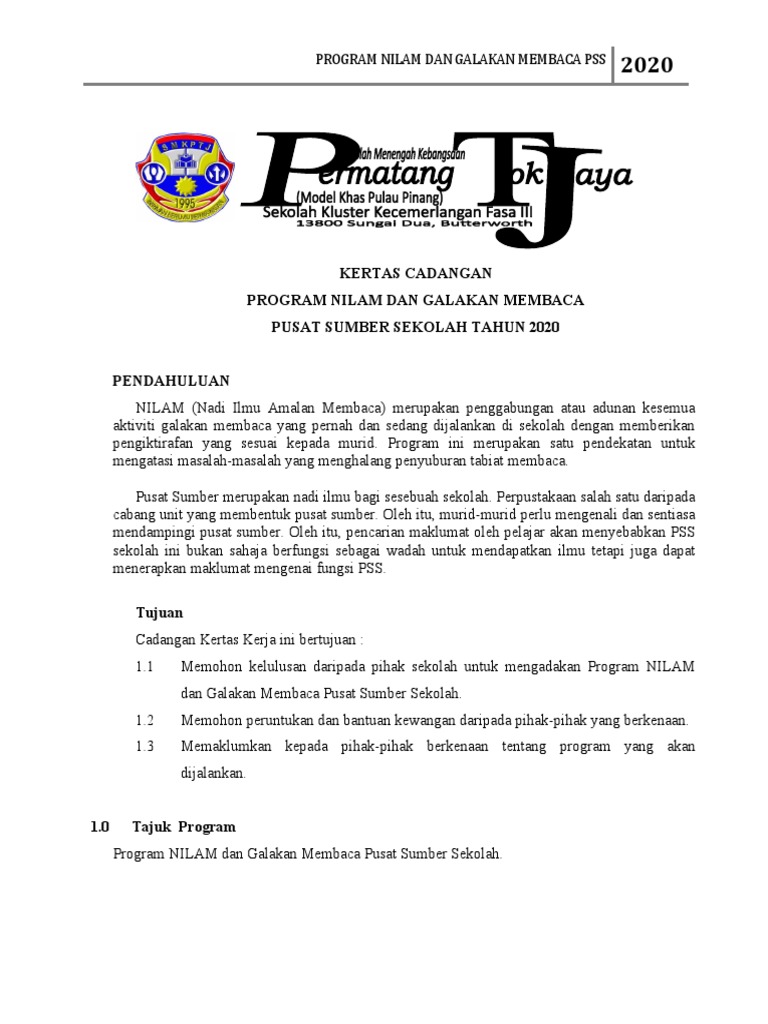 KK PROGRAM Nilam Dan Galakan Membaca 2020 USE | PDF