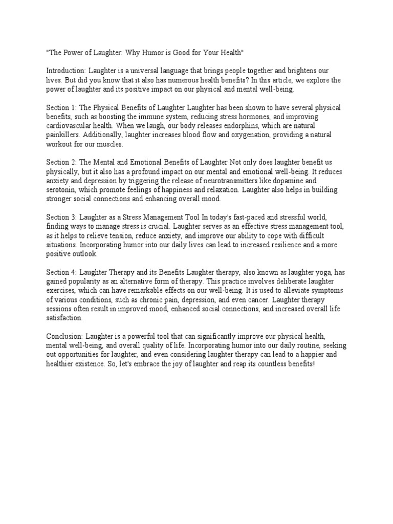 The Power of Laughter | PDF