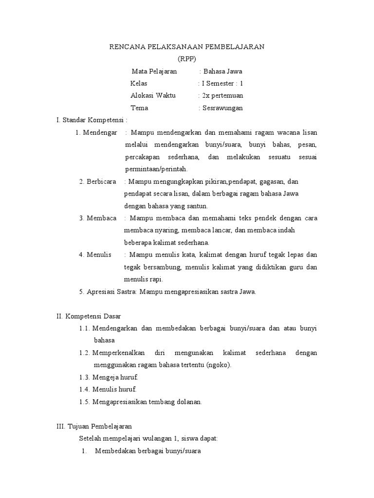 RPP B, Jawa | PDF | Seni & Disiplin Bahasa