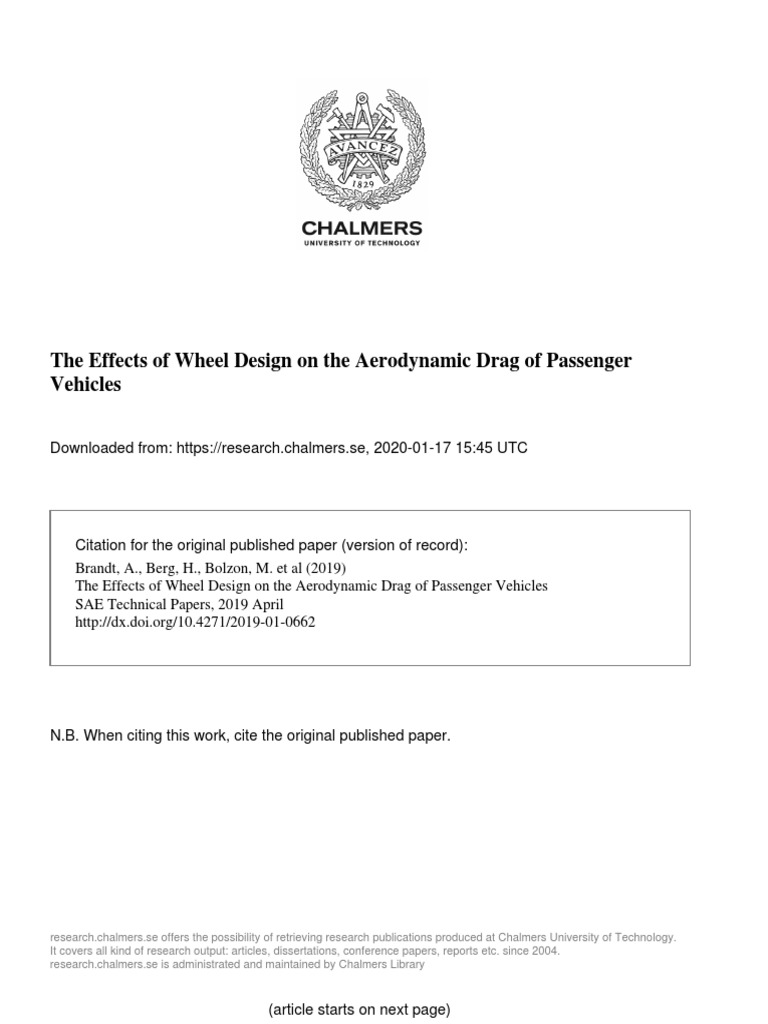 The Effects of Wheel Design On The Aerodynamic Drag of Passenger ...
