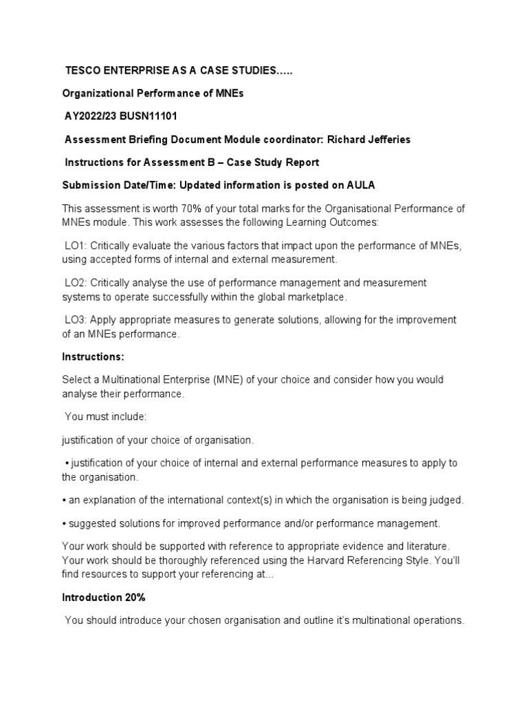 Organizational Performance of MNEs INDIVIDUAL ASSISGNMENT | PDF ...