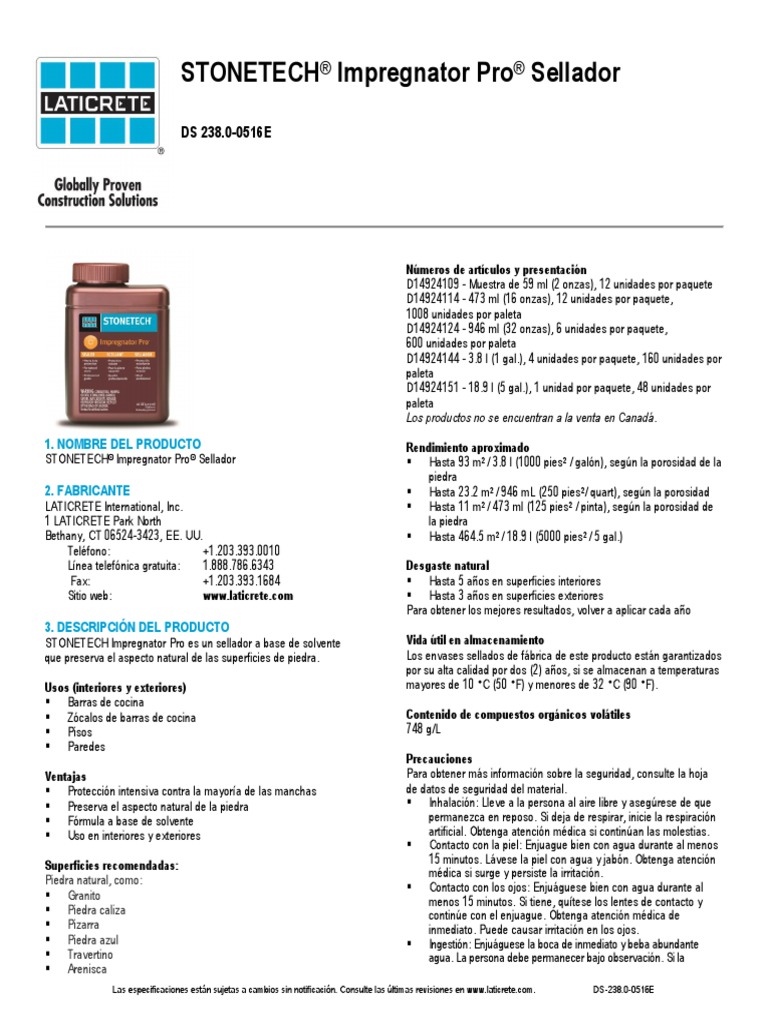 Lds2380e - Stonetech Impregnator Pro | PDF | Agua | Materiales