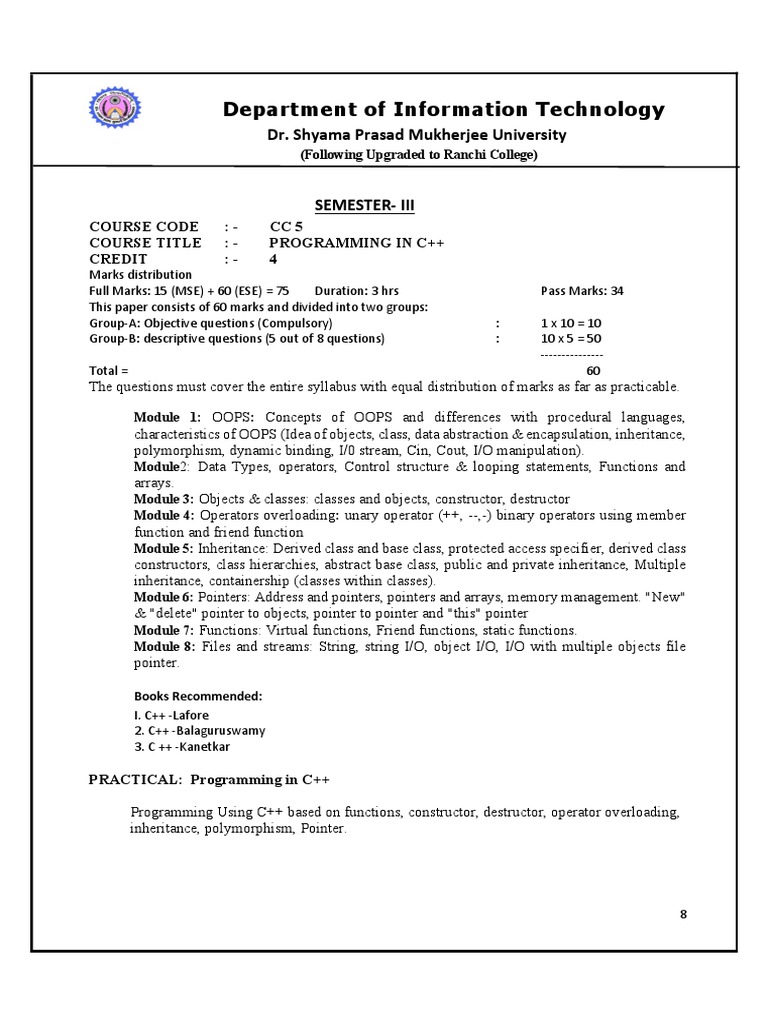 IT Syllabus CBCS 2018 | PDF | Java (Programming Language) | World Wide Web