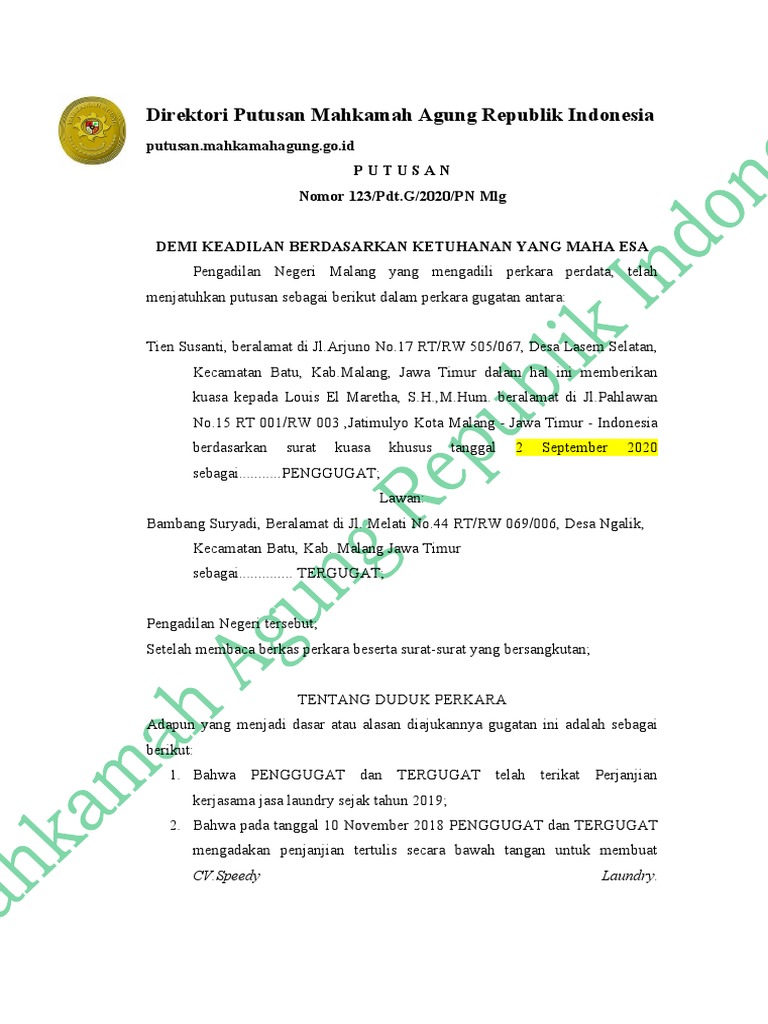 Direktori Putusan Mahkamah Agung Republik Indonesia | PDF