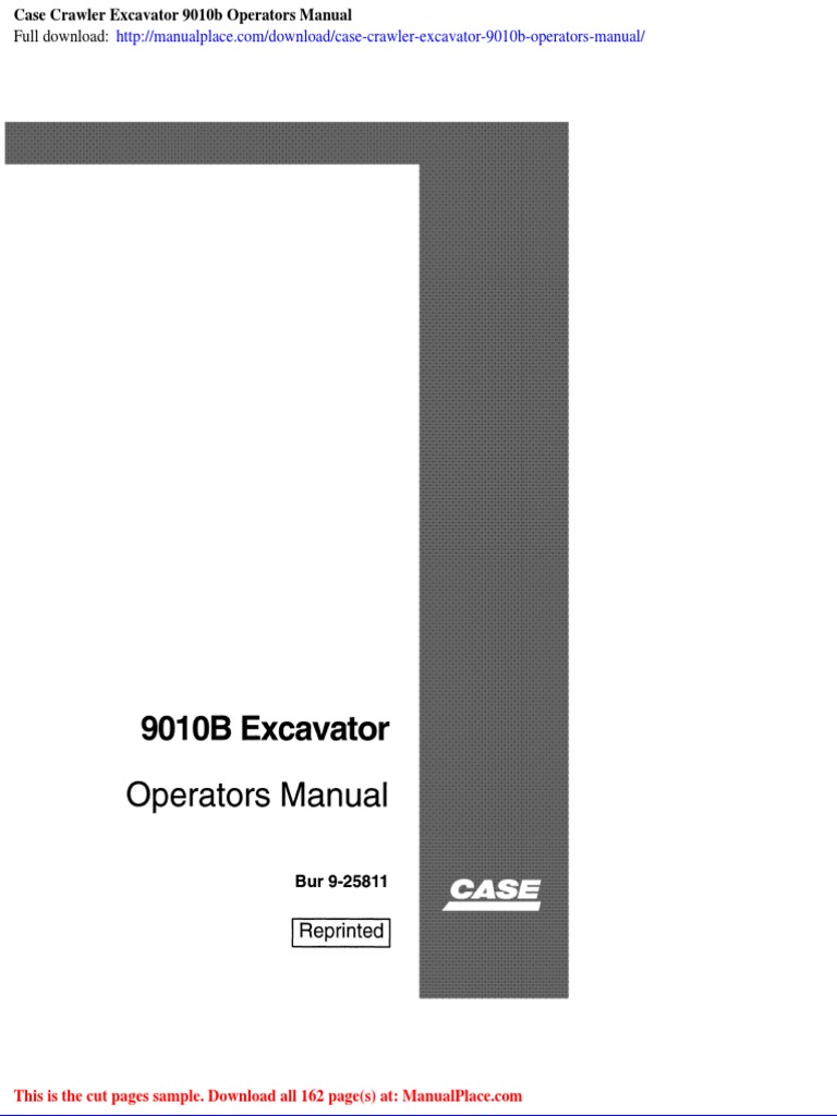 Case 9010B Excavator Manual | PDF