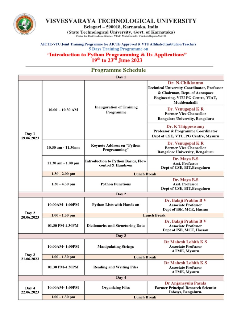 Program SChedule | PDF | Computing | Computer Programming