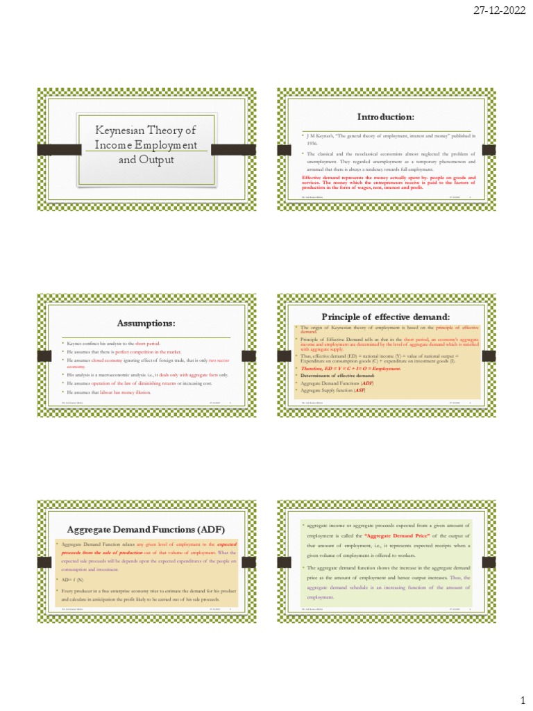 Lect-3 Keynesian Theory of Income, Employmentand Output | PDF