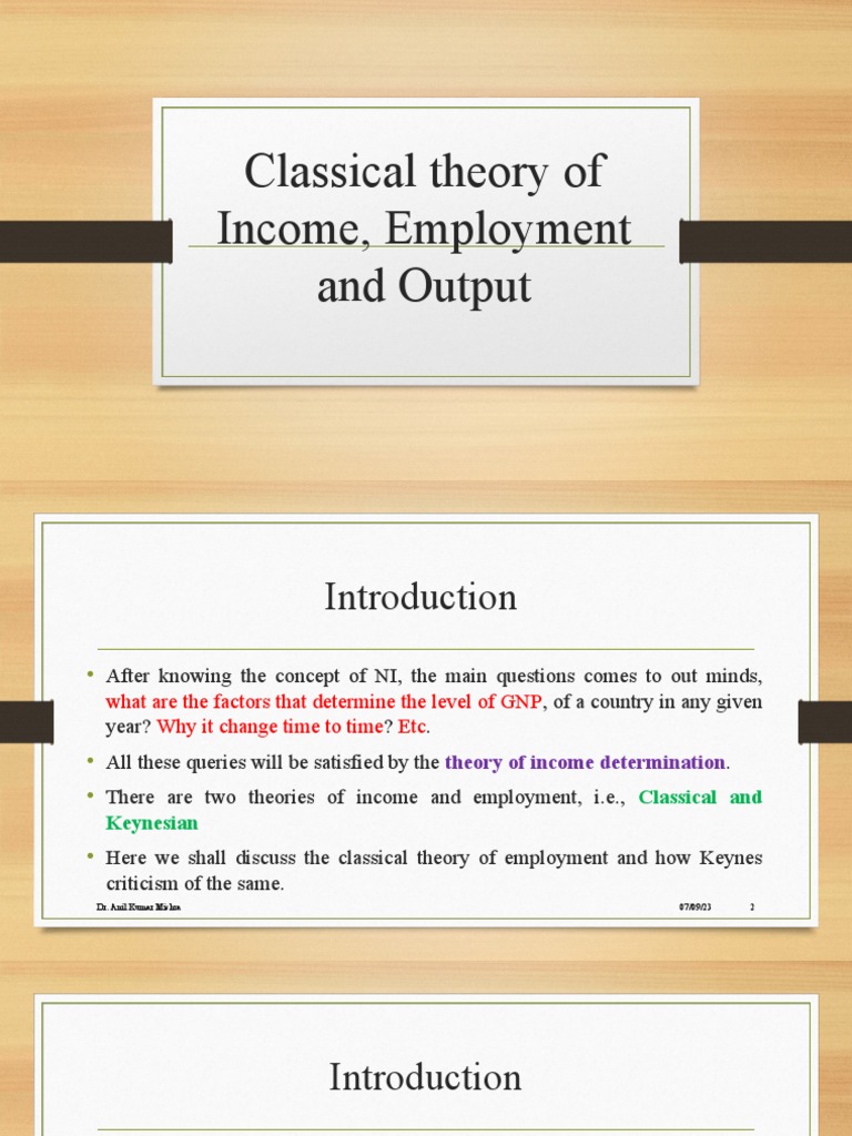 Lect-2 Classical Theory of Employment | PDF | Full Employment | Economics
