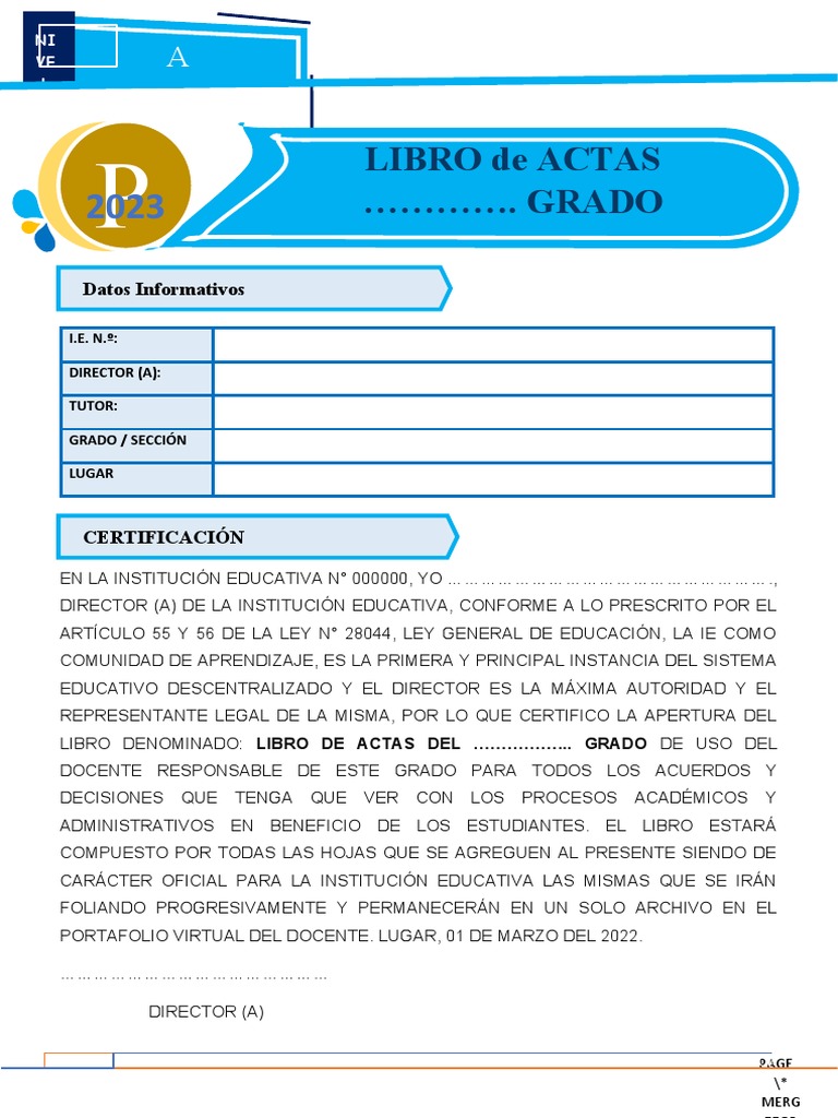 Modelo de Actas para Instituciones Educativas | PDF