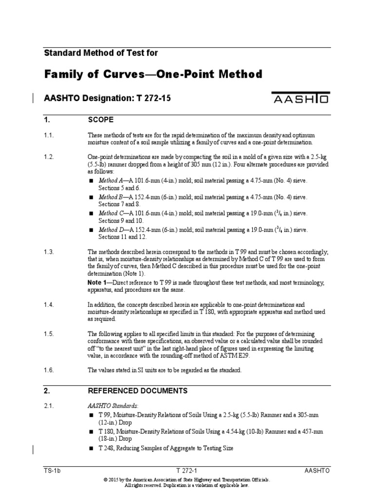 AASTHO T-272 One Point Proctor Test | PDF
