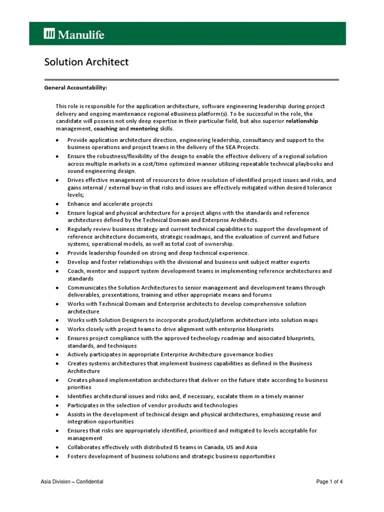 JD - Solutions Architect | PDF | Leadership | Strategic Management