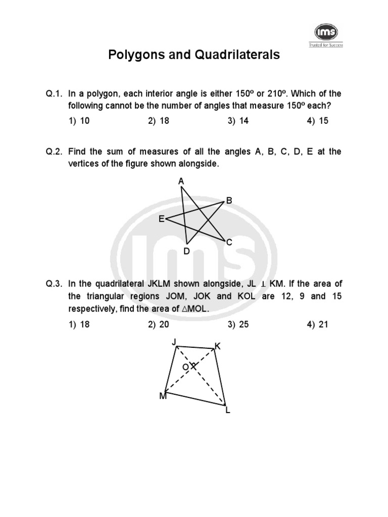 Polygons and Quadrilaterals Worksheet | PDF | Rectangle | Area