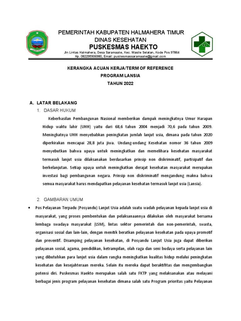 Tor Program Lansia 2022 | PDF