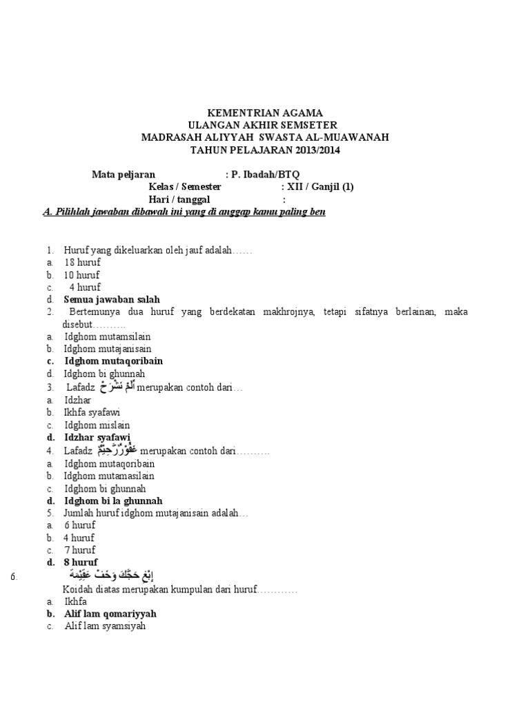 Contoh Soal Bta | PDF