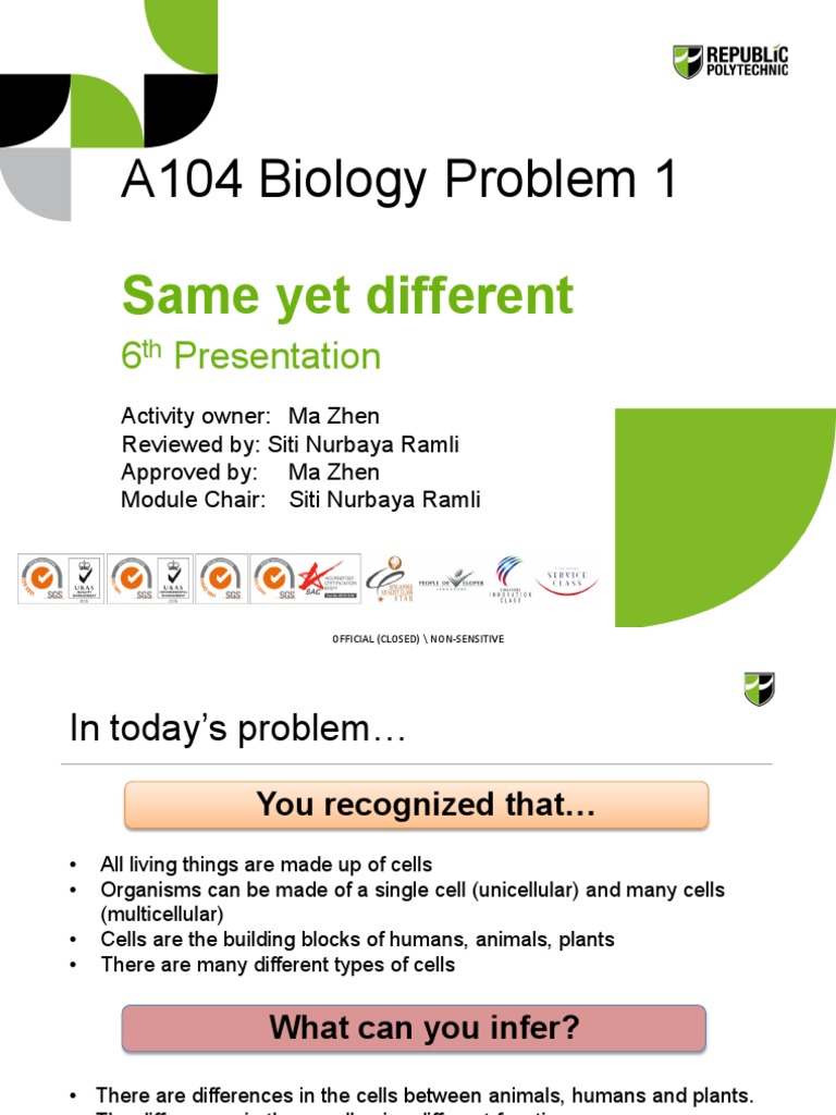 A104 Biology Problem 1: Same Yet Different | PDF | Cell (Biology) | Polysaccharide