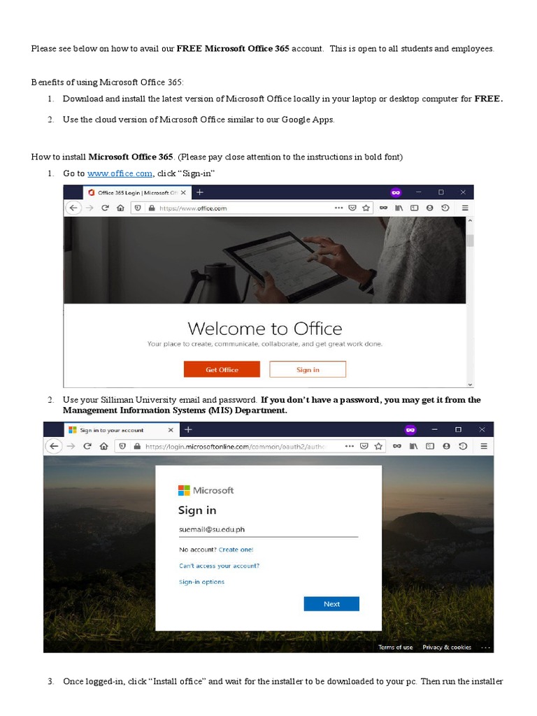 How To Avail and Install Office 365 For FREE | PDF