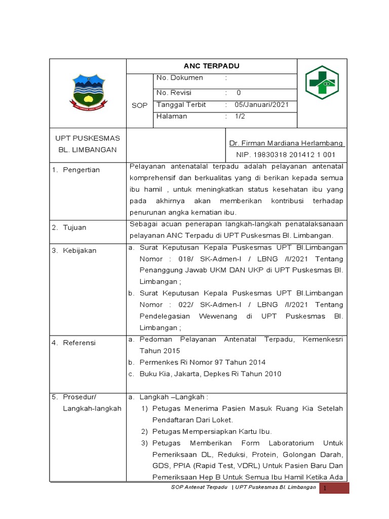 Sop Anc Terpadu | PDF | Pengembangan Diri | Kesehatan Holistik