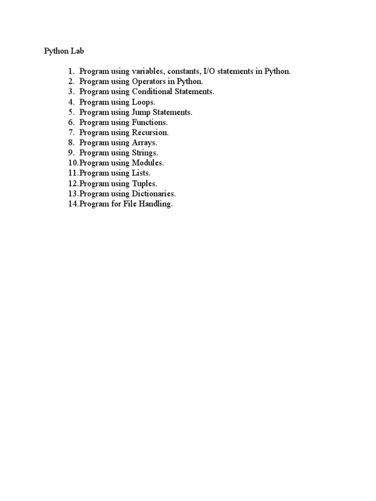 Python Lab - Syllabus | PDF Python Lab - Syllabus | PDF