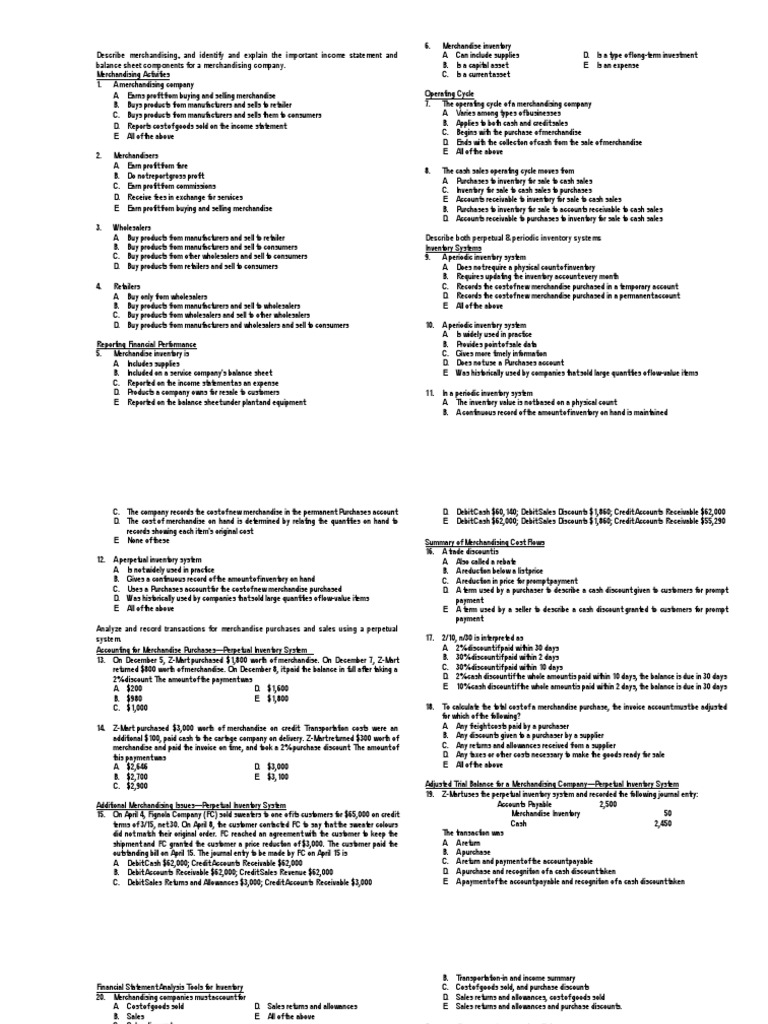 MC 05 Accounting For Merchandising Activities | PDF | Debits And ...