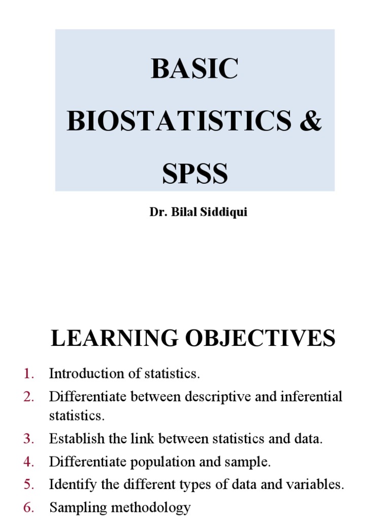Biostatistics and SPSS Overview Guide | PDF | Statistics | Sampling ...