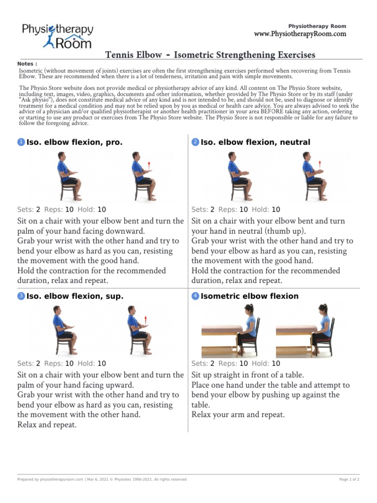 Isometric Exercises for Tennis Elbow | PDF | Elbow | Anatomical Terms ...