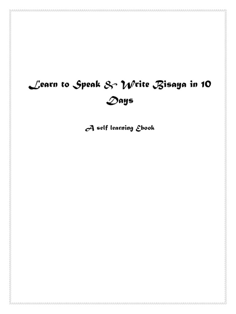 Learn Bisaya Language in 10 Days - TOAZ - INFO | PDF