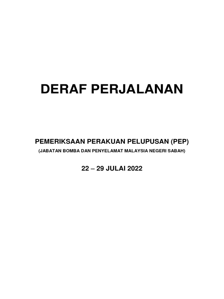 Deraf Pelan Perjalanan PEP | PDF