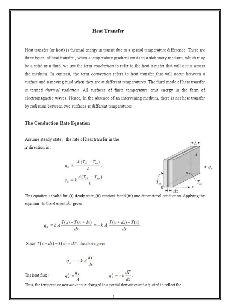 Heat Transfer: The Conduction Rate Equation | PDF | Thermal Conduction ...