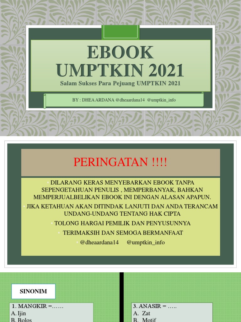 Panduan Lengkap UMPTKIN 2021 | PDF