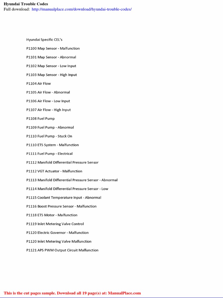 Hyundai Trouble Codes | PDF