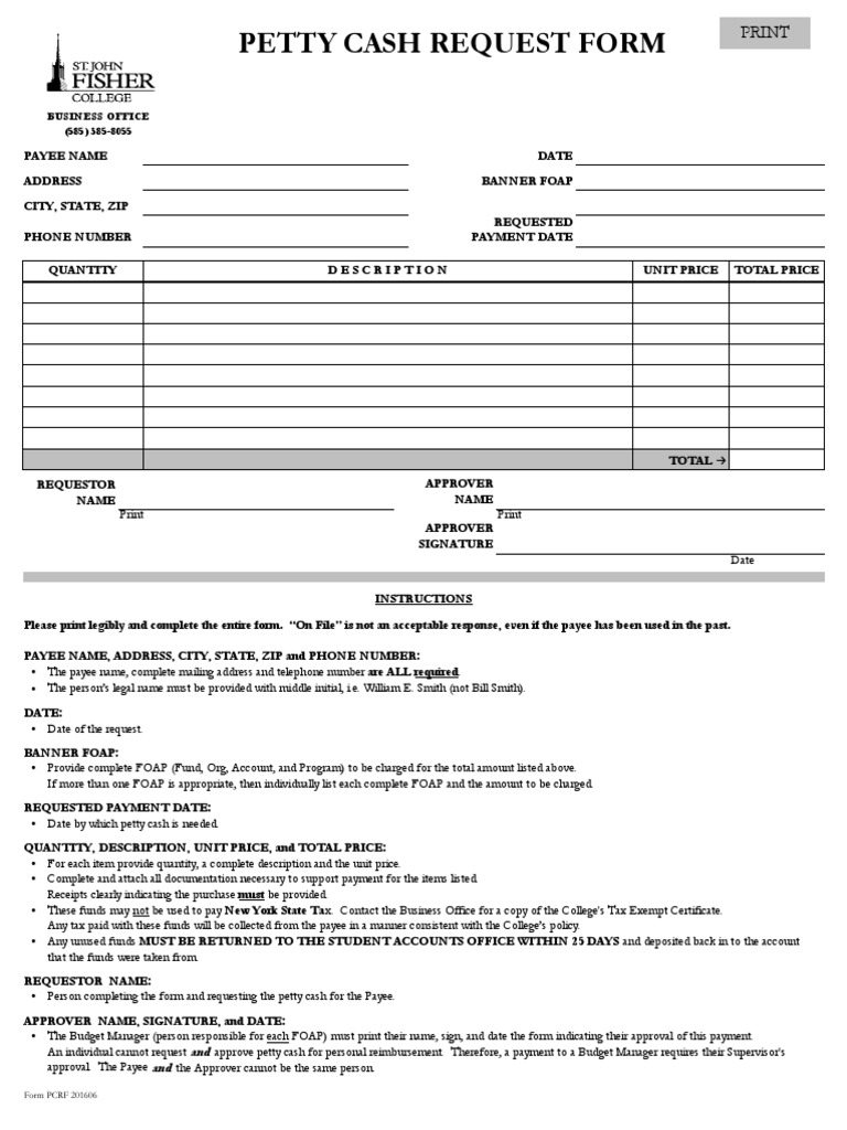 Petty Cash Request Form in PDF | PDF | Payments | Cash